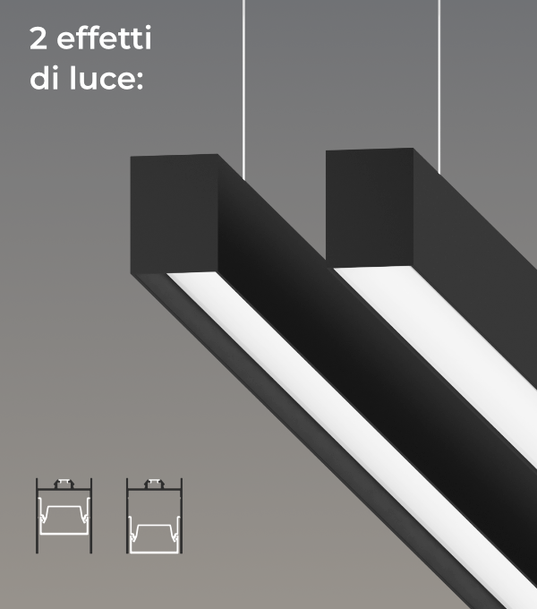 Lampada LED Medea - Singola Emissione di Luce - Da 100cm a 150cm ...